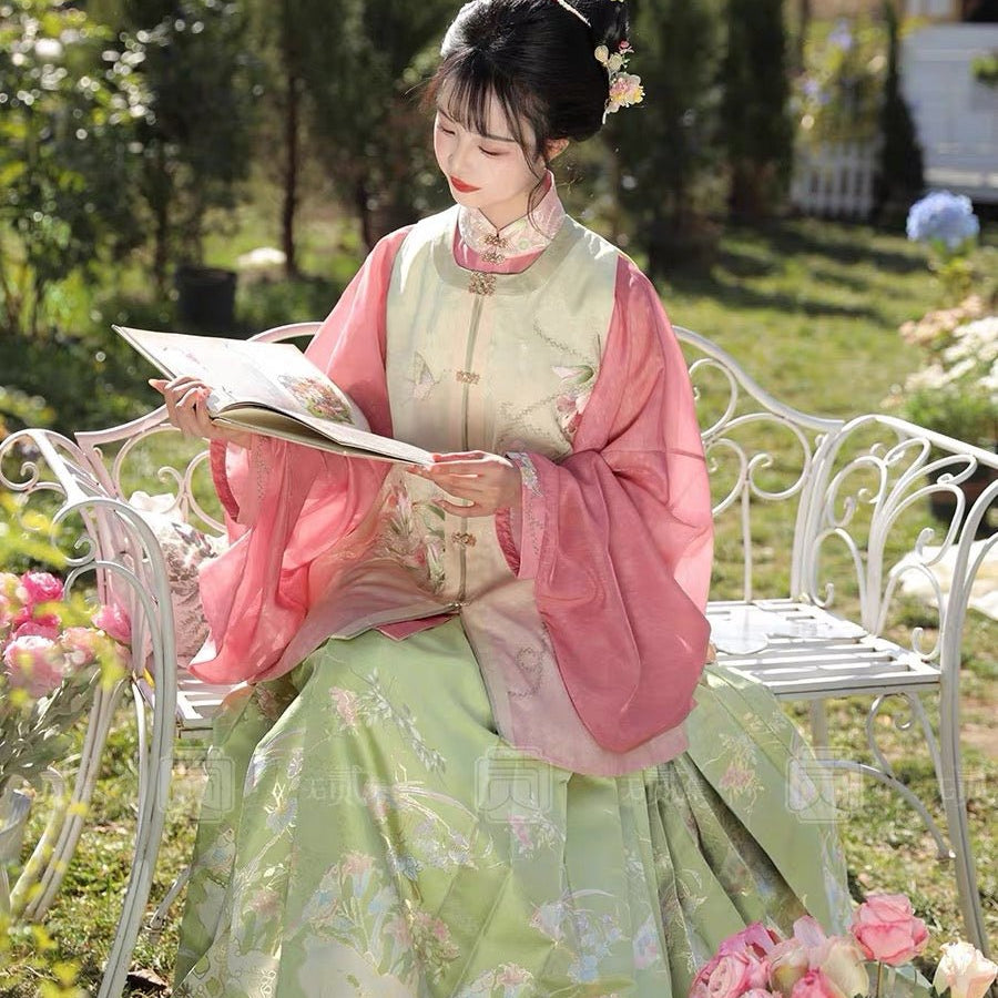 Garden Dream Chinese Ming Dynasty Girls Clothes Mamian Skirt – Jianxi Hanfu